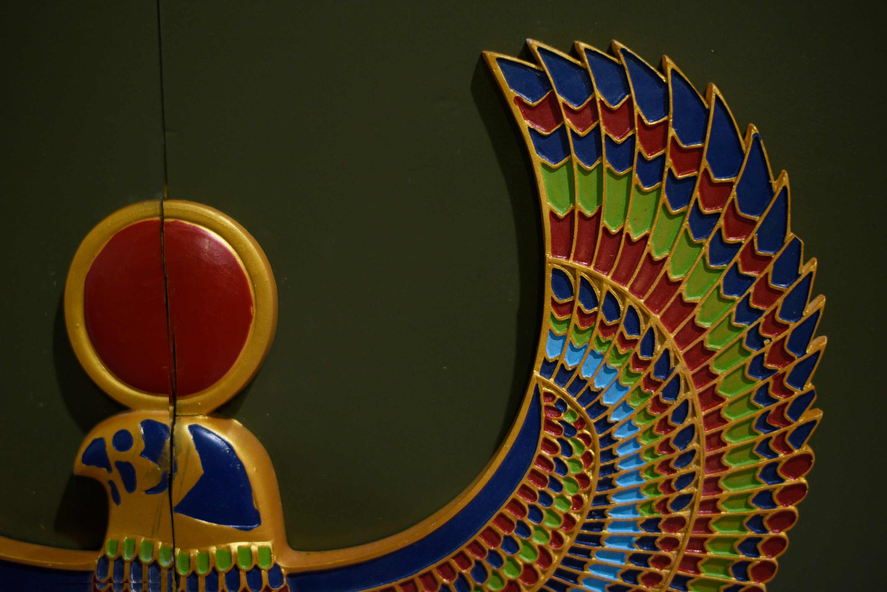 Hand Crafted Two Door Chest in Olive with Egyptian Horus Falcon Detail ...