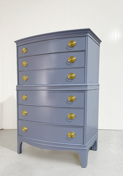 Mid Century Federal Style Mahogany Curve Front 6 Drawer Highboy - Newl ...