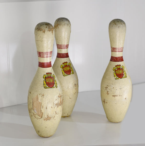 Vintage Red Crown Brunswick Bowling Pins - 3 Pieces – Firebird Furniture